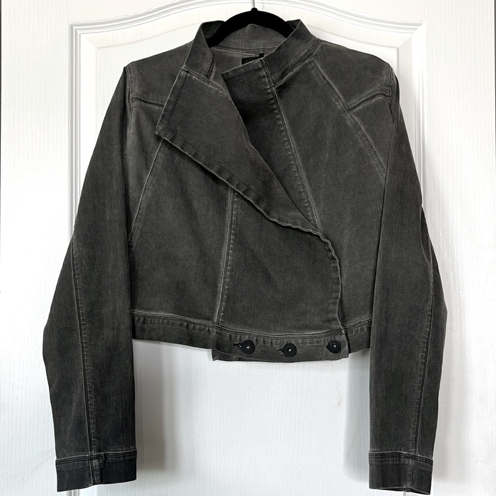 Sarah Pacini Denim Crop Jacket Designer - Gem
